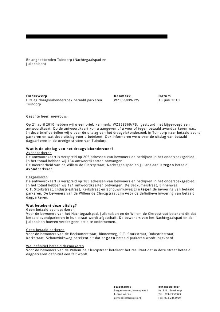 Geachte heer/mevrouw, Wij schrijven u in het kader van het ...