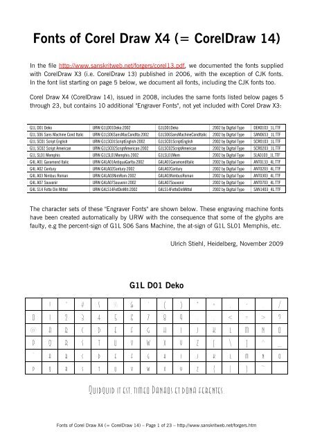 Fonts Of Corel Draw X4 Coreldraw 14 Sanskrit Web