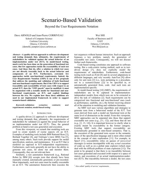 Scenario-Based Validation - Carleton University Scenario-Based Validation - Carleton University