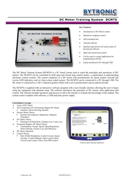 DC Motor Training System DCMTS - Bytronic
