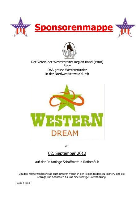 Sponsorenmappe - Westernreiter der Region Basel