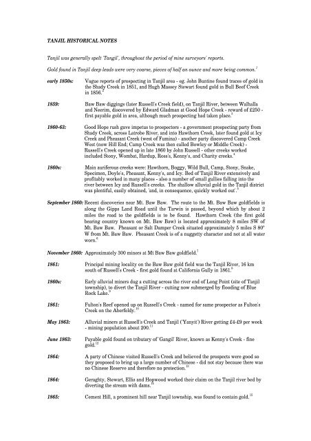 TANJIL HISTORICAL NOTES Tanjil was generally spelt 'Tangil ...