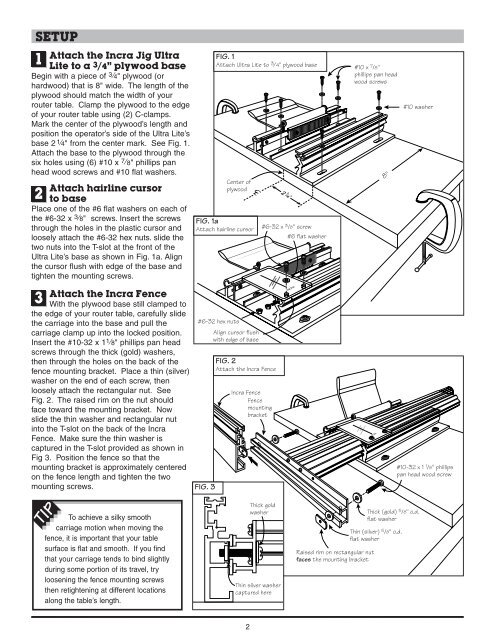 SETUP1Attach the Incra