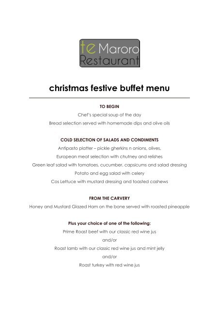christmas festive buffet menu