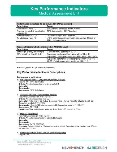 Medical Assessment Unit Key Performance Indicator (KPI ... - ARCHI