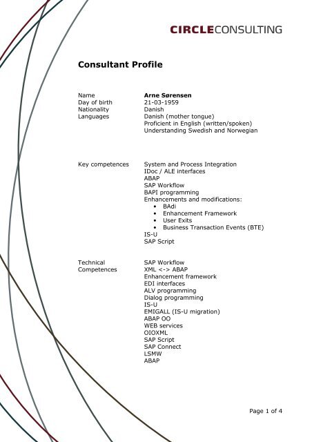 Consultant Profile - Circle Consulting SAP konsulenter