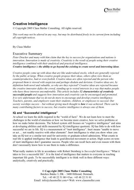 Creative Intelligence Executive Summary - Open Windows