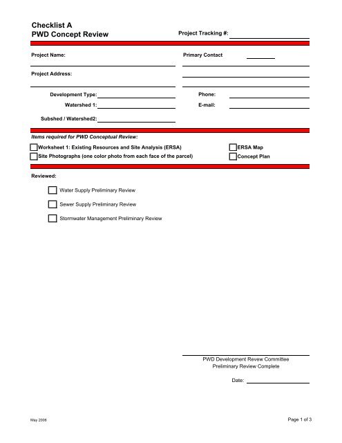 PWD Concept Review Checklist A - PWD Plan Review