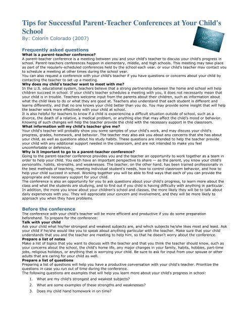 Successful Parent Teacher Conference