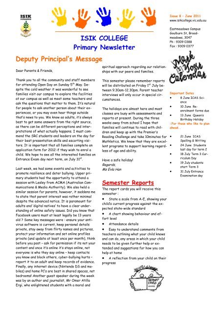 Deputy Principal's Message - ISIK College