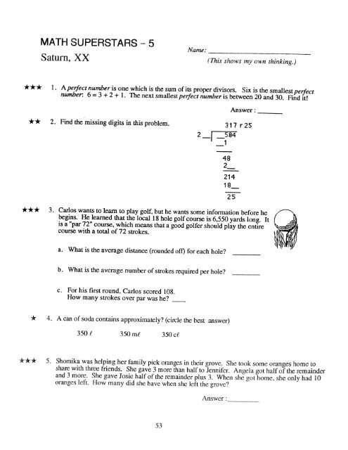 Math Superstars Saturn XX - Terraset PTA