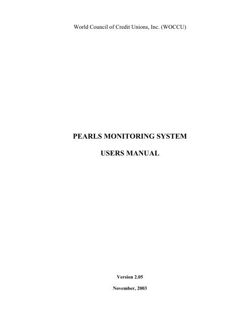PEARLS MONITORING SYSTEM USERS MANUAL - Kenya Sacco Net