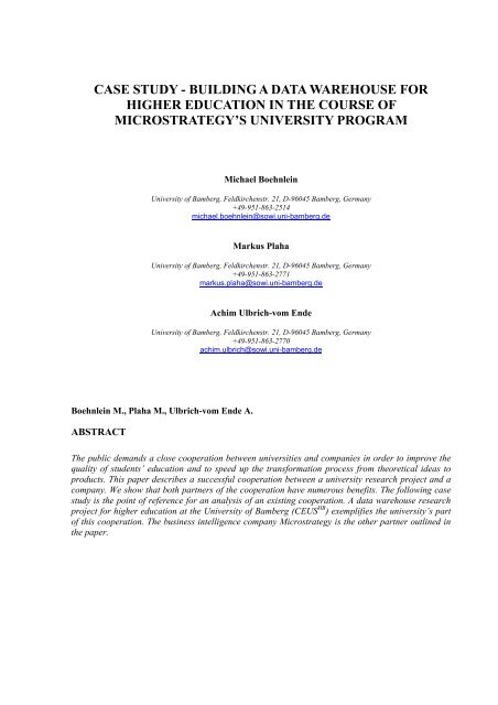 case study - building a data warehouse for higher education - CEUS