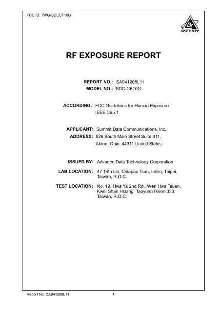 Test Report - 1.1310 (RF Exposure) - Summit Data Communications