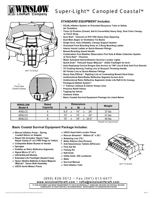 raft specs. PDF - Winslow Life Raft Company