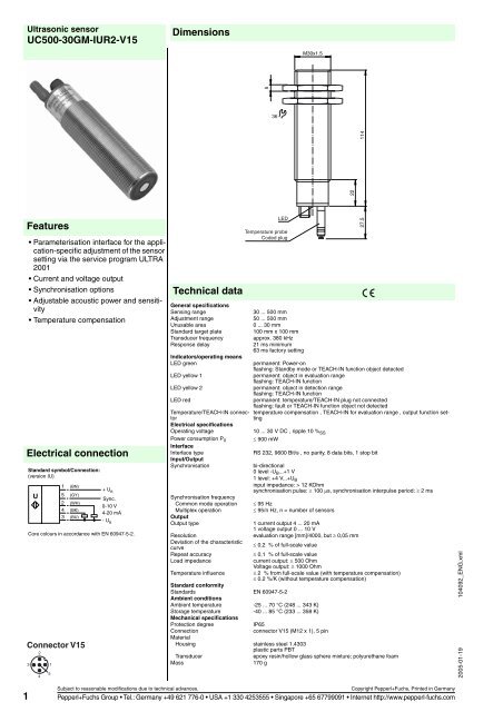 1 Technische Daten Technical data Features Electrical connection ...
