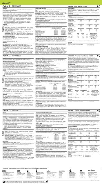 HemosILâ ¢ Protein C - ILEX Medical Systems