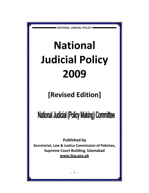 National Judicial Policy - Law and Justice Commission of Pakistan