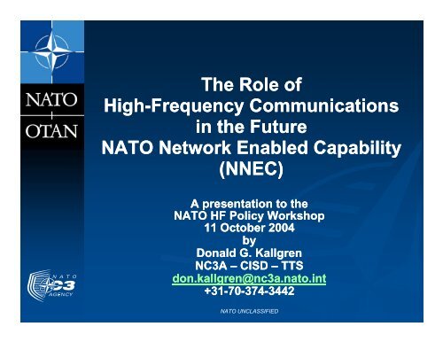 The Role of High-Frequency Communications in the Future NATO ...