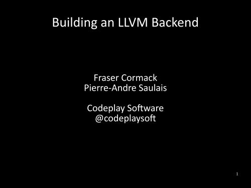 Building An Llvm Backend