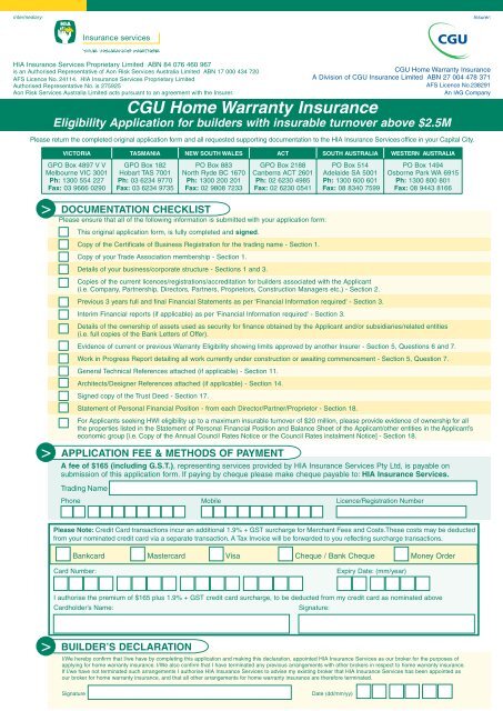 CGU Home Warranty Insurance - HIA Insurance Services