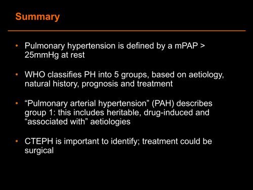 Summary• Pulmonary