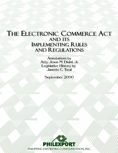 Annotations on the E-Commerce Act I.R.R. by - Disini & Disini Law ...