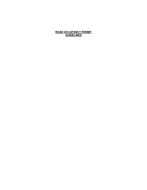 ROAD OCCUPANCY PERMIT - Town of Innisfil