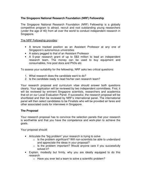 NRF Fellowship Proposal Template 2011 - National Research ...