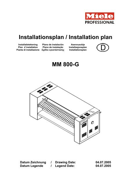 Installationsplan / Installation plan MM 800-G