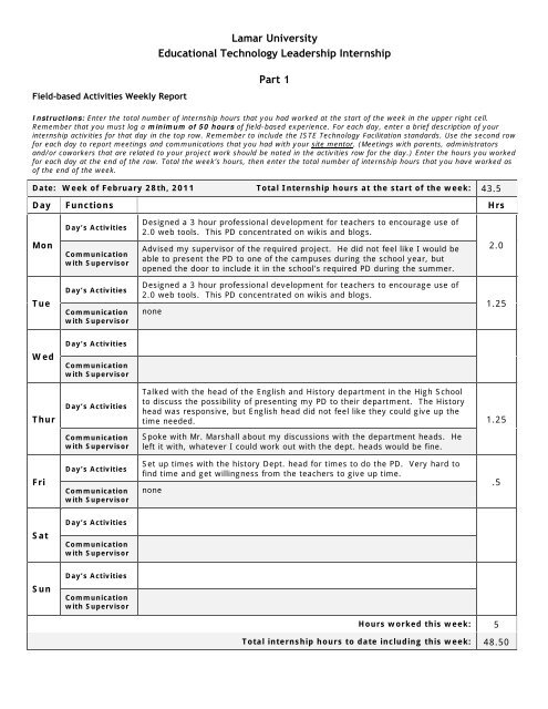 Internship Daily Log - lamar-portfolio