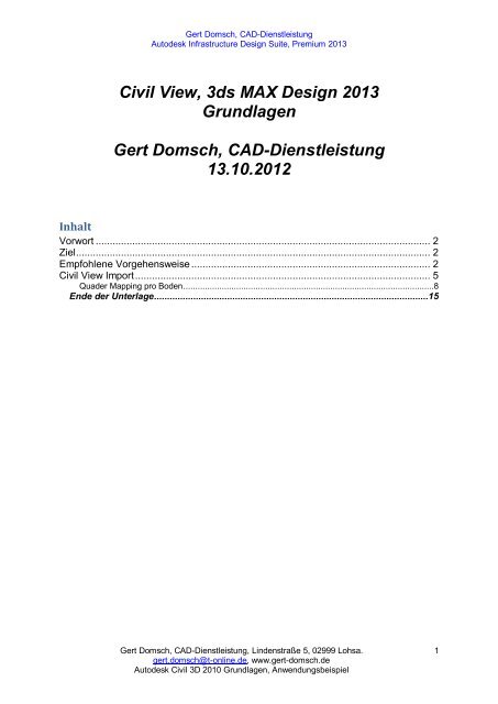 Civil View, 3ds MAX Design 2013 Grundlagen Gert Domsch, CAD ...