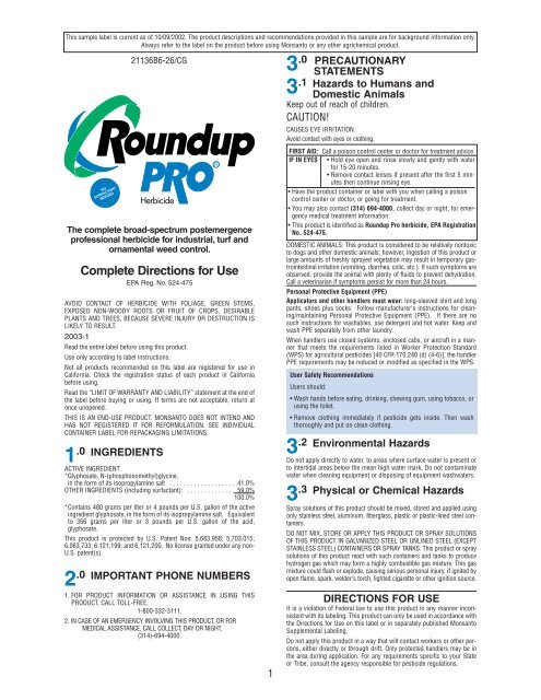 Roundup Pro Label