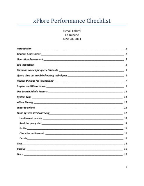 xPlore Performance Checklist - EMC Community Network