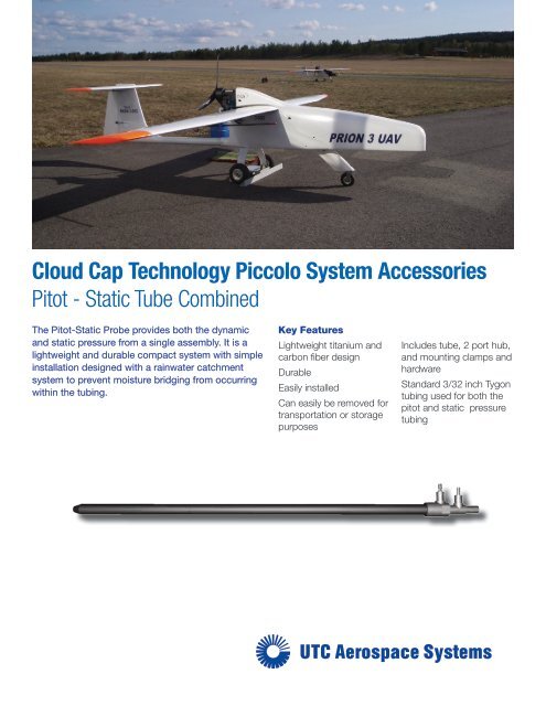 Pitot / Static Combined Data Sheet - Cloud Cap Technology