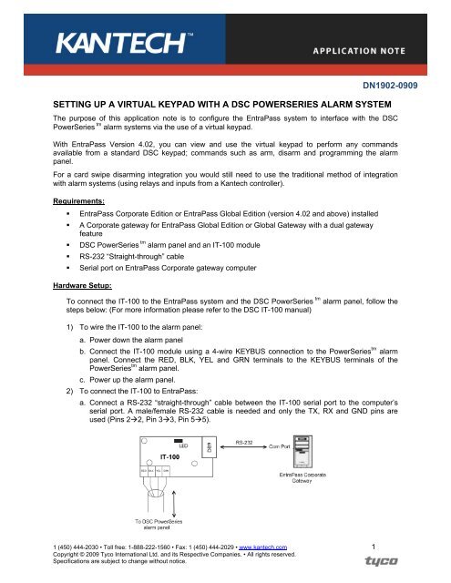 setting up a virtual keypad with a dsc - Kantech