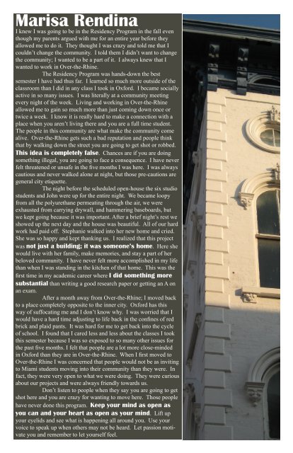 Marisa Rendina - Miami University School of Fine Arts