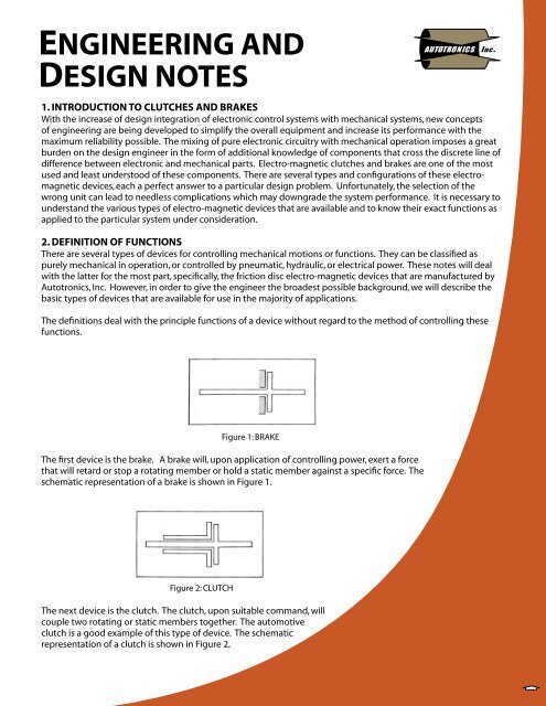ENGINEERING AND DESIGN NOTES - Autotronics, Inc.