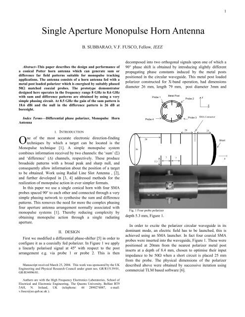 Single Aperture Monopulse Horn Antenna