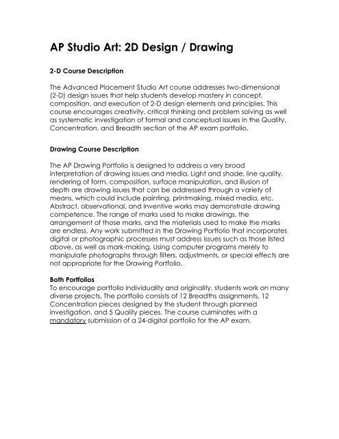 AP Studio Art: 2D Design / Drawing - The Osceola County School for ...