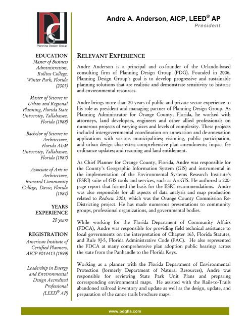Andre A. Anderson, AICP, LEED AP - Planning Design Group