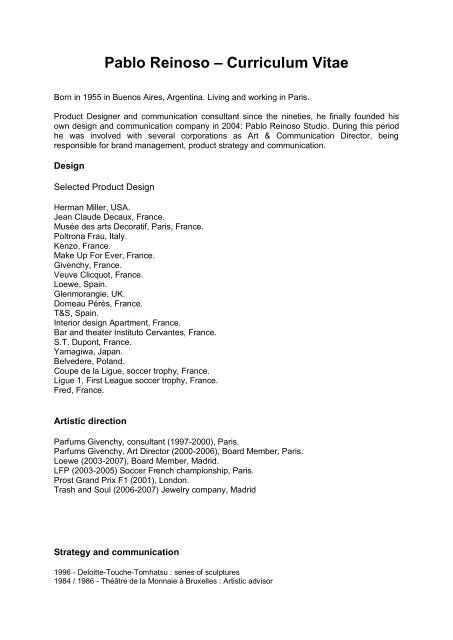 Pablo Reinoso – Curriculum Vitae