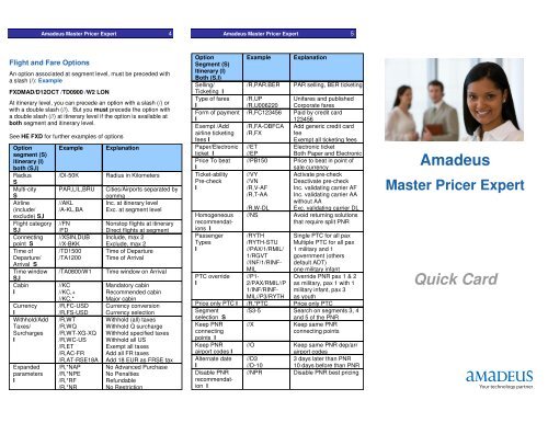 Quick Card Amadeus - Extranet