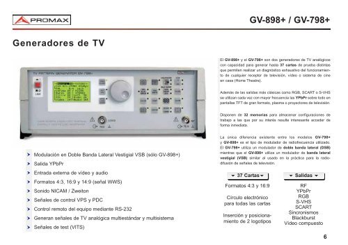 Generadores de TV - GV-898+ / GV-798+ - Promax