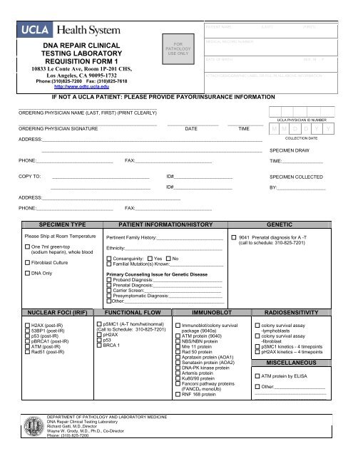 dna repair clinical testing laboratory requisition form 1 - the UCLA ...