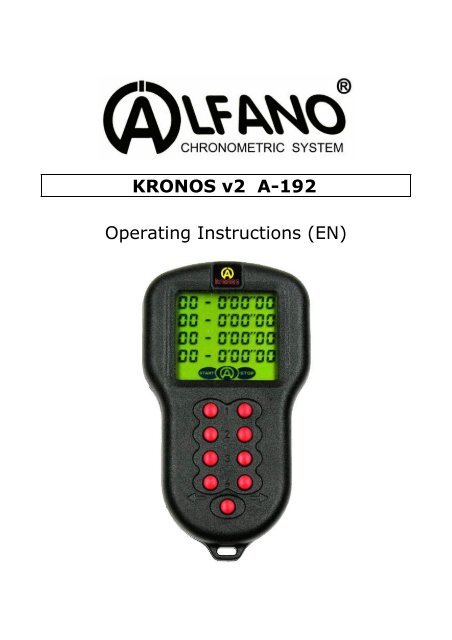 KRONOS v2 A-192 Operating Instructions (EN) - Alfano
