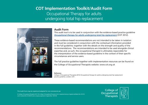 COT Implementation Toolkit/Audit Form - College of Occupational ...