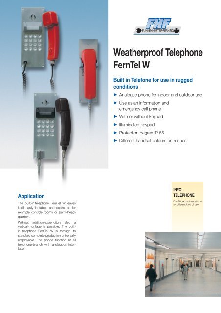 Weatherproof Telephone FernTel W - bei FHF, Funke Huster Fernsig ...