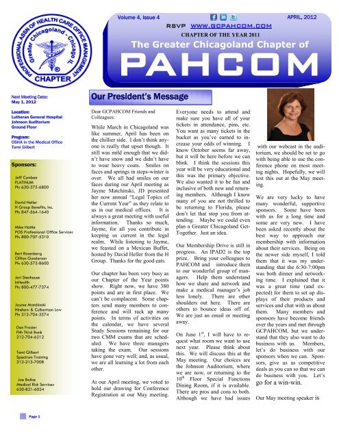 2012 Chapter Officers - Pahcom.com