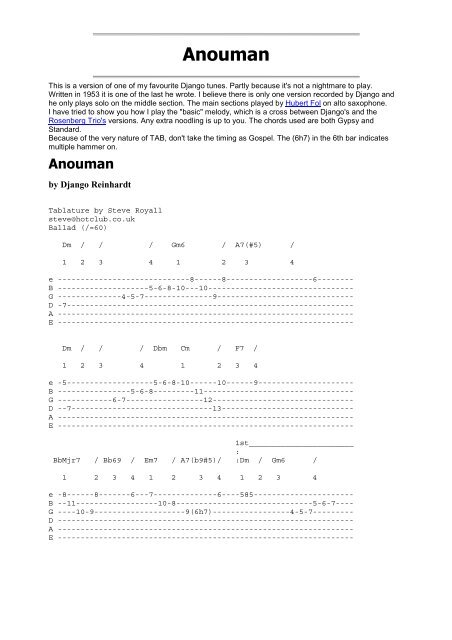 Anouman - The Django Reinhardt Swing Page